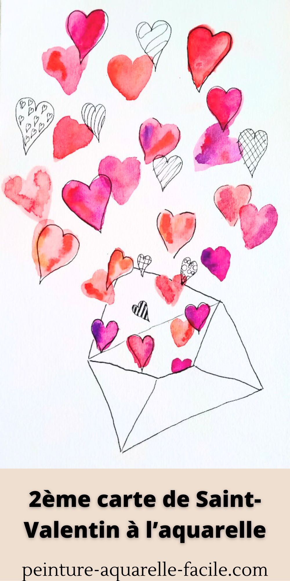 4 cartes de Saint-Valentin à l'aquarelle [FACILE]